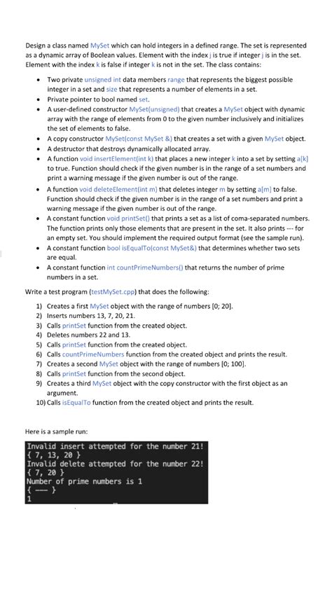 solved design a class named myset which can hold integers in