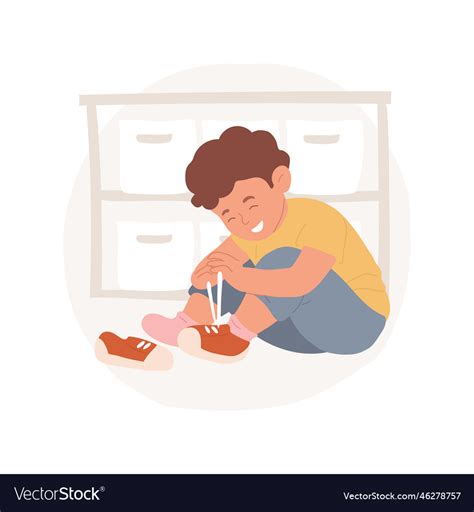 Learn To Put Shoes On Isolated Cartoon Royalty Free Vector