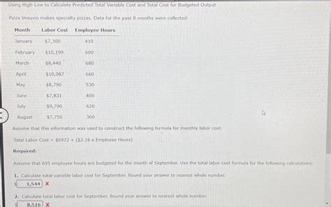 Solved Using High Low To Calculate Predicted Total Varable