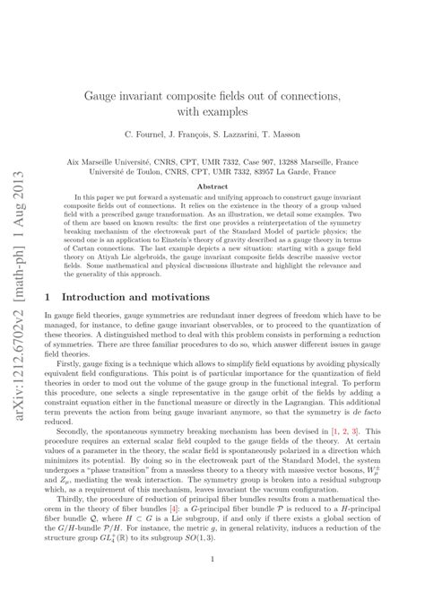 Pdf Gauge Invariant Composite Fields Out Of Connections With Examples