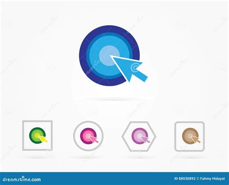 Vector Illustration Blue Target And Cursor Icon Stock Vector