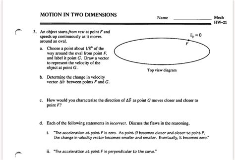 Motion In Two Dimensions Name Mech Hw 21 An Object Starts From Rest At