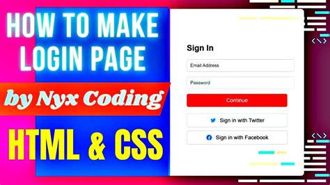 how to make login sign up page using html and css by nyx coding
