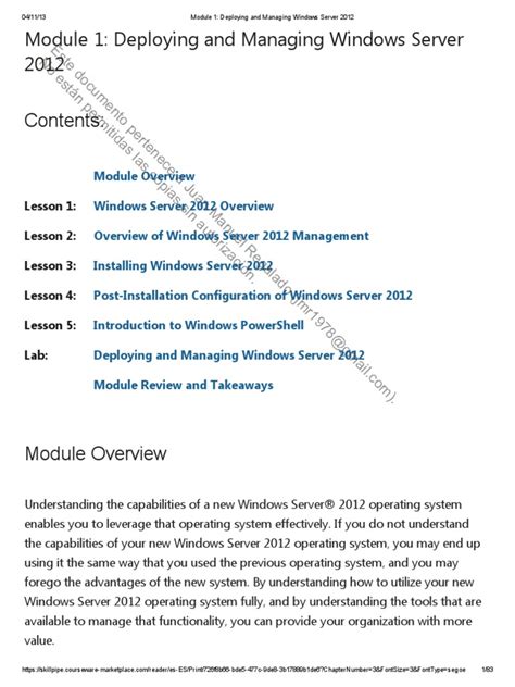 Module 1 Deploying And Managing Windows Server 2012 Pdf Cloud