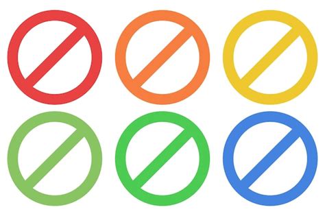 금지 기호 여러 색상 세트 무료 벡터