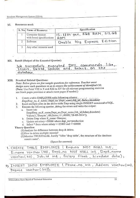 22319 Database Management System Dms Solved Lab Manual Pdf Manual Answer