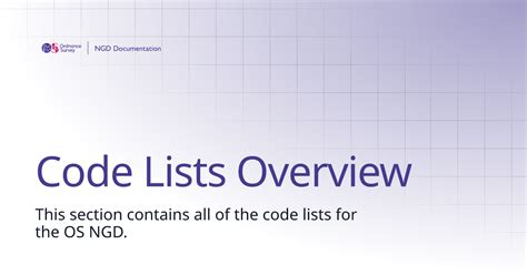 Code Lists Overview Os National Geographic Database
