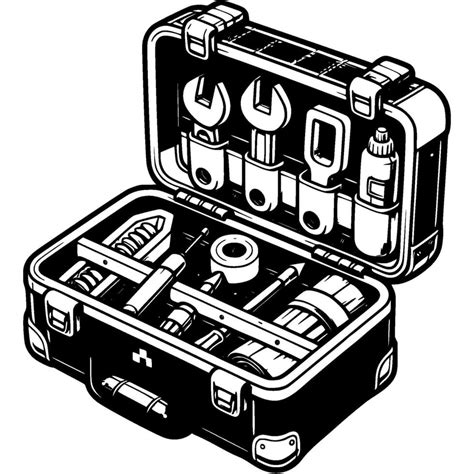 Toolbox With Wrench And Screwdriver In Monochrome Toolbox Is Open And Tools Are Visible Simple