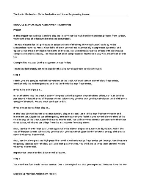 Module 11 Practical Assignment Project Pdf Pdf Equalization Audio