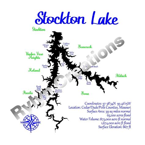 Stockton Lake Map With Coves And Details Digital Files Only Etsy New