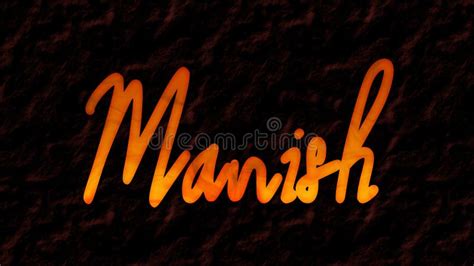 3d Fire Text Effect Of Hindi Name Manish On Dark Background Stock Illustration Illustration