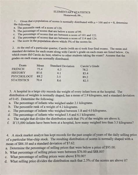 Solved 1 Given That A Population Of Scores Is Nomally