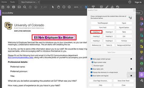 are your documents headings accessible university of colorado