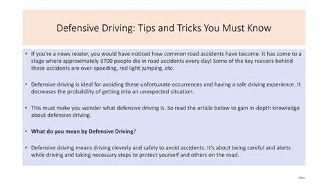 Ppt Defensive Driving Tips And Tricks You Must Know Powerpoint