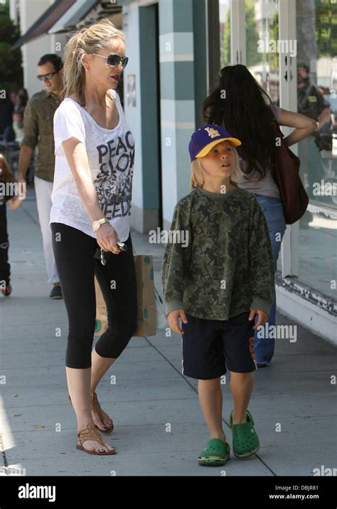 Sharon Stone Takes Her Three Adopted Sons Roan Joseph Bronstein Laird