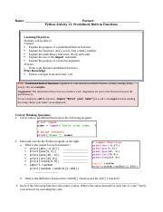 Python Activity Predefined Builtin Functions POGIL Docx Name Partner Python Activity
