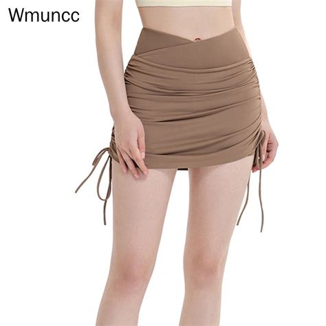 Wmuncc Drawstring High Waist Sports Short Skirt Womens Sexy Booty Run
