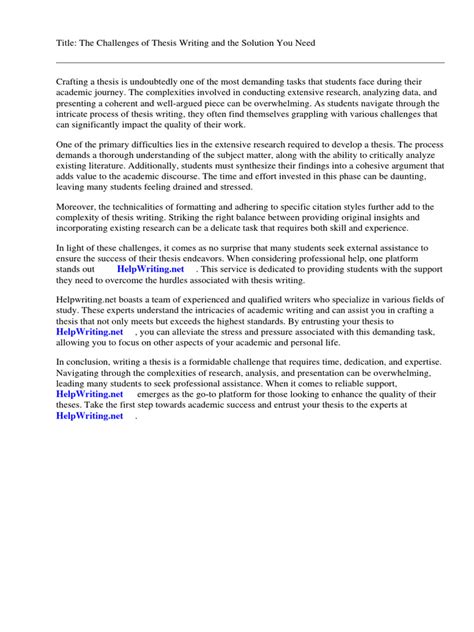 Thesis Should Avoid Pdf