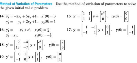Solved Method Of Variation Of Parameters The Given Initial Chegg