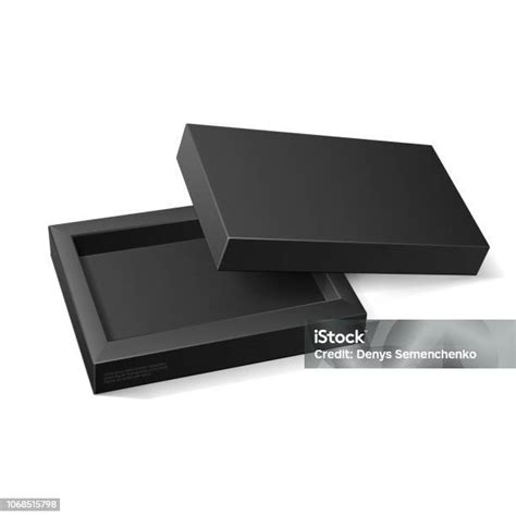 검은 판지 패키지 모를 상자를 열었다 선물 사탕입니다 흰색 배경에 고립 디자인에 대 한 준비 3차원 형태에 대한 스톡 벡터 아트 및 기타 이미지 Istock