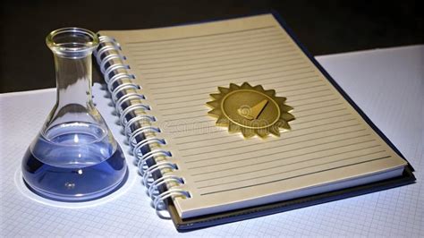 3d Flat Icon As Laboratory Notebook With Certificate And Seal Concept
