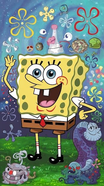 Vibrant Illustration Of Spongebob Squarepants Coloring Book Illustration Premium Ai Generated