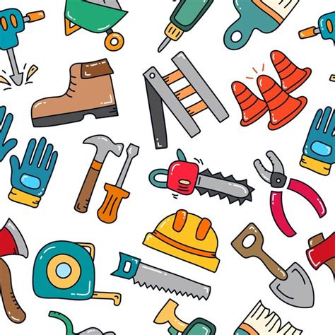 Premium Vector Seamless Pattern With Construction Tools Elements