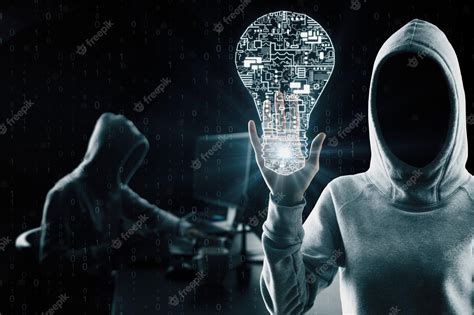 Premium Photo Hacker With Circuit Lamp On Abstract Dark Background Engineering And Hacking Concept