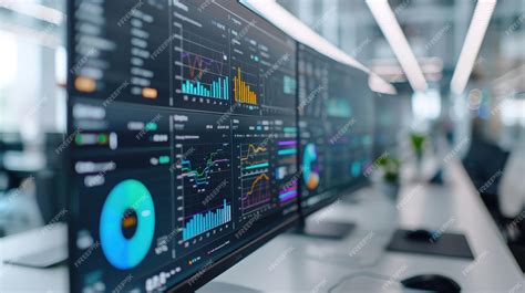 Business Analytics Dashboard With Graphs And Charts On Computer Monitor Premium Ai Generated Image