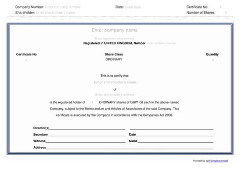 Free Printable Stock Certificate Templates PDF Word