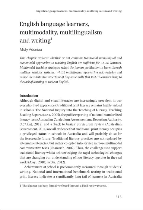 Pdf Eal Learners Multimodality Multilingualism And Writing Looking