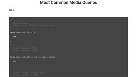 Most Common Media Queries