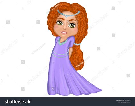 Young Cartoon Ginger Princess Hand Drawn Stock Illustration 1813996820