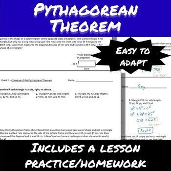 Pythagorean Theorem Lesson Converse Of The Pythagorean Theorem By Shawn Henry