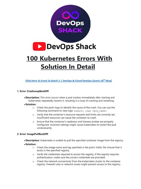 100 Kubernetes Errors With Solution In Detail Pdf Computer Science