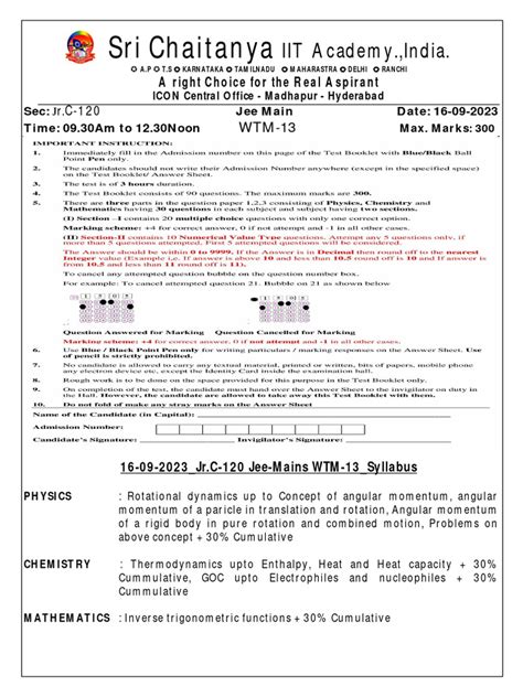 16 09 2023 jr c 120 jee mains wtm 13 q paper pdf rotation