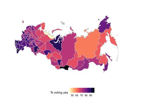 Choropleths In R Example Using The 2020 Russian Constitutional