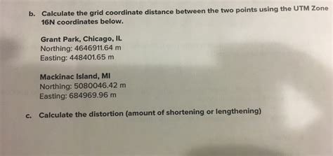 Solved Calculate The Grid Coordinate Distance Between The Chegg