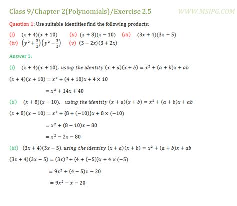 NCERT Maths Solutions Chapter Polynomials Exercise