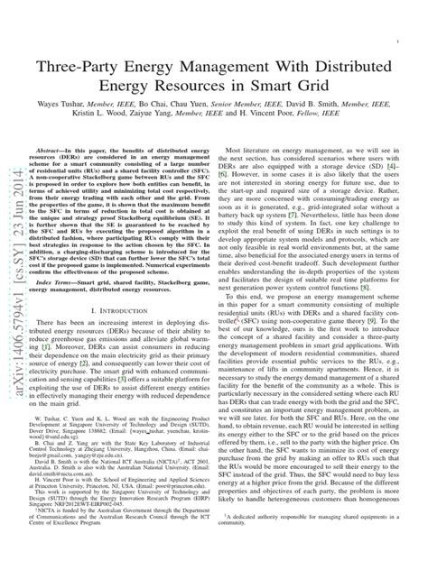 2014 Ieee Transaction On Industrial Electronics Three Party Energy Management With Distributed