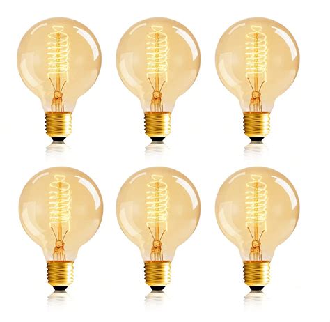 Globe Edison Bulbs 6 Pack 60w Vintage Edison Light Bulb Spiral