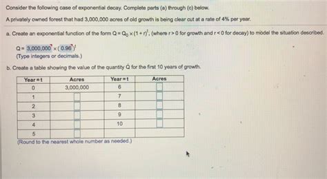 Solved Consider The Following Case Of Exponential Decay Chegg