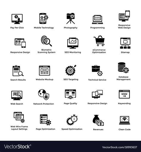 Web And Graphic Designing Glyph Icons Set 2 Vector Image