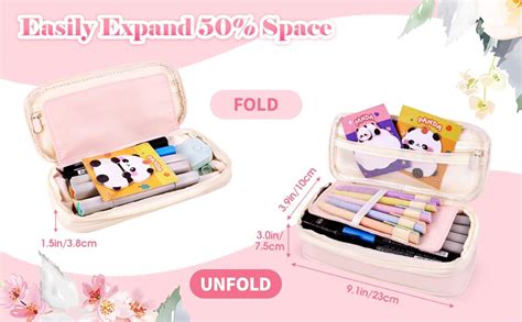 Winowimo Preppy Pencil Case For Girls Cute Large Pencil