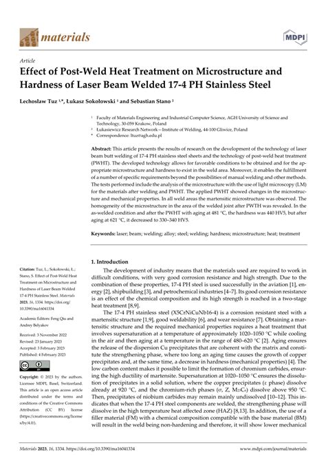Pdf Effect Of Post Weld Heat Treatment On Microstructure And Hardness Of Laser Beam Welded 17