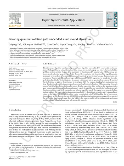 Pdf Boosting Quantum Rotation Gate Embedded Slime Mould Algorithm