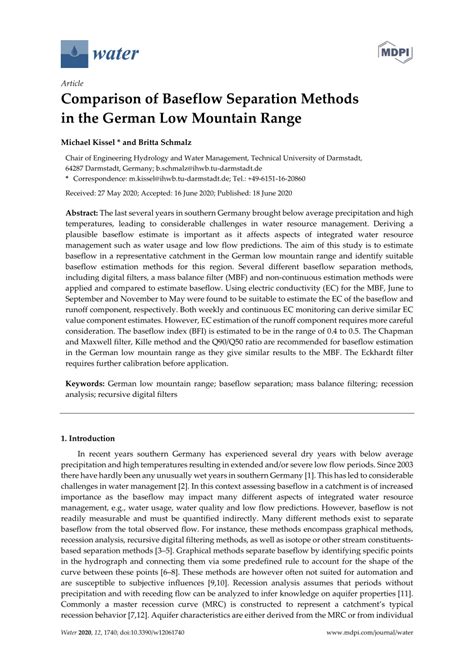 Pdf Comparison Of Baseflow Separation Methods In The German Low