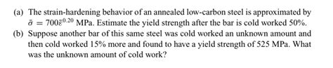 Solved A ﻿the Strain Hardening Behavior Of An Annealed