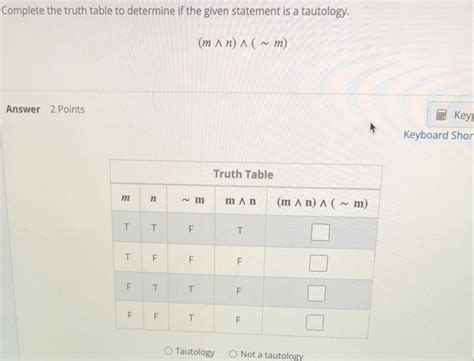 Solved Complete The Truth Table To Determine If The Given Chegg Com