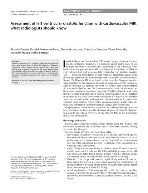 Pdf Assessment Of Left Ventricular Diastolic Function With Cardiovascular Mri What